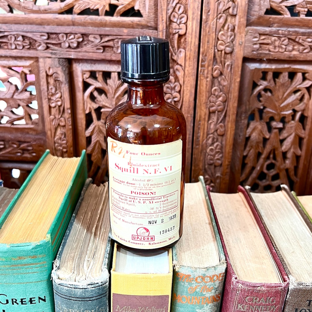 Vintage 1929 Squill Brown Glass Bottle Medical / Pharmaceutical N.F. V1 ...