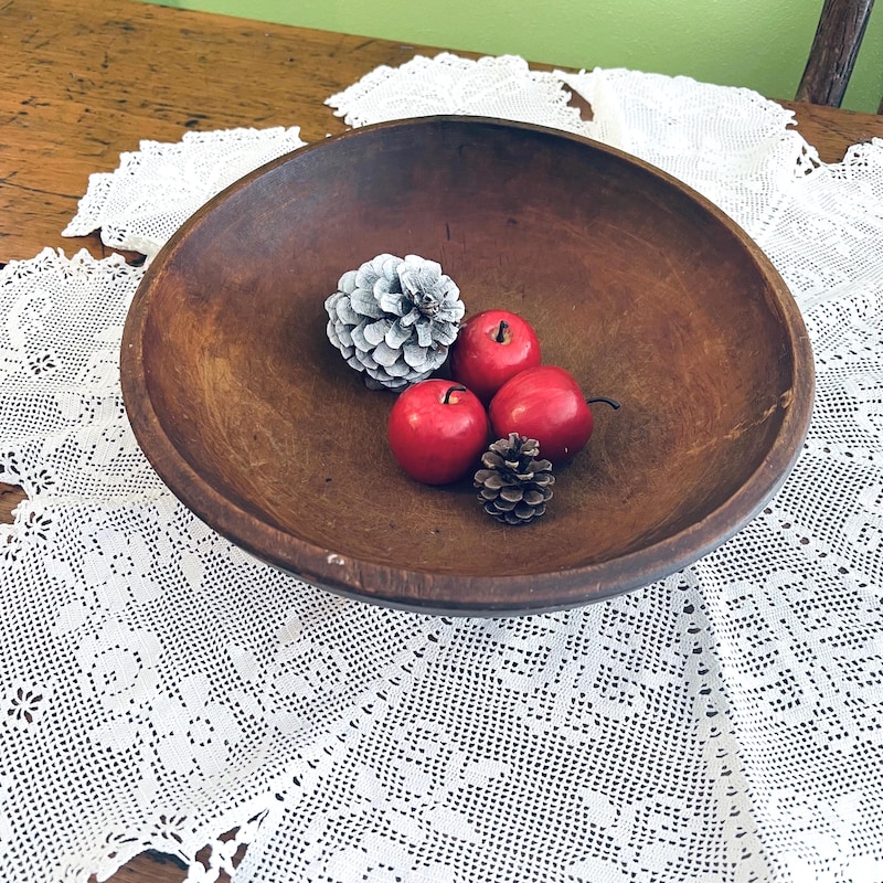 Large Wooden Antique Bowl - Etsy