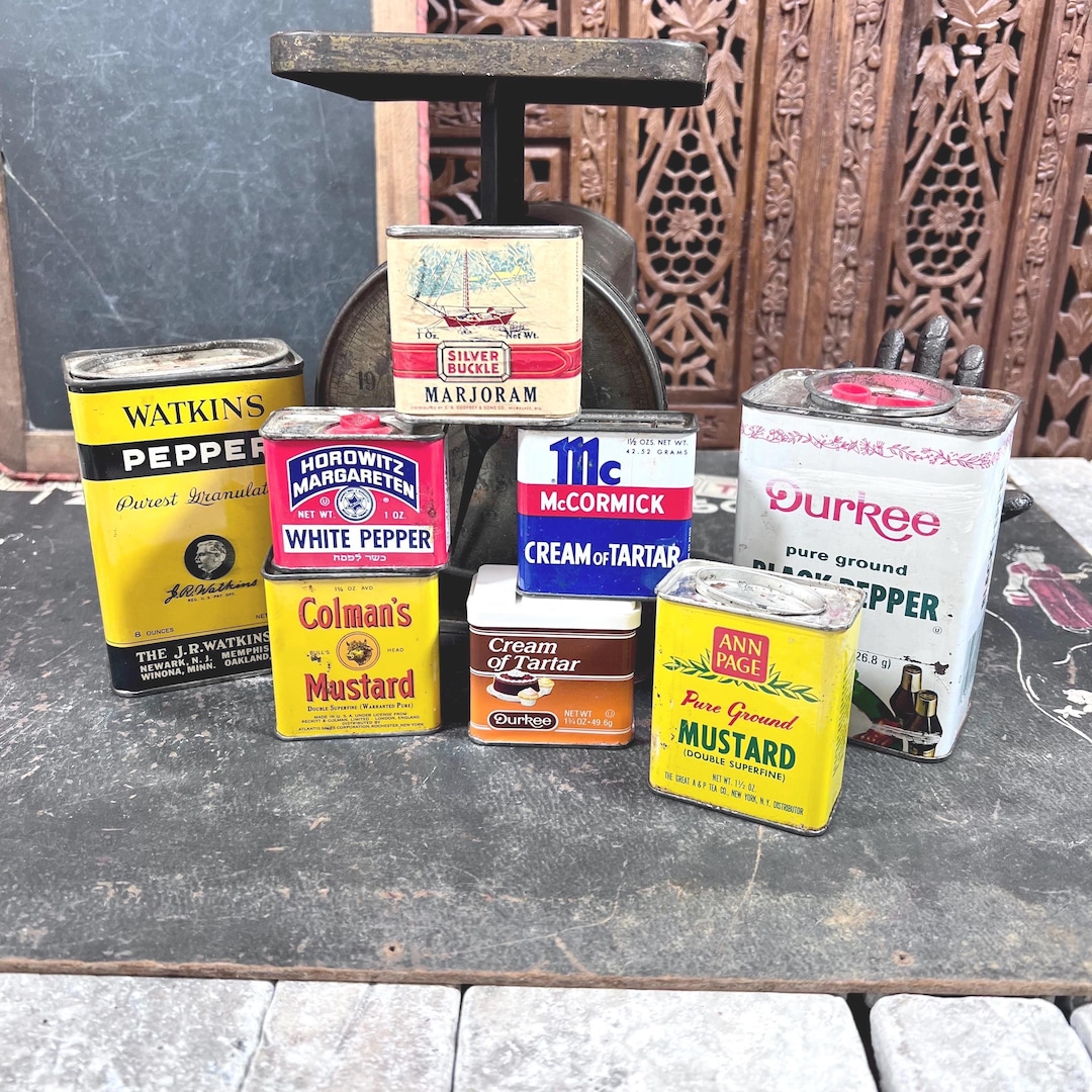 Vintage Lot of 8 Spice Tins - Silver Buckle, Horowitz Margareten ...