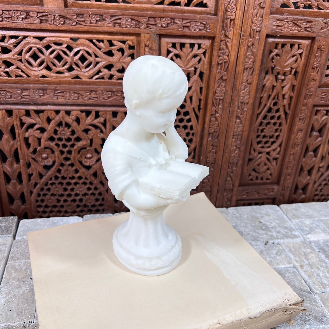 Statue of Child Reading a Book Vintage Figurine for Mantle, Shelf ...