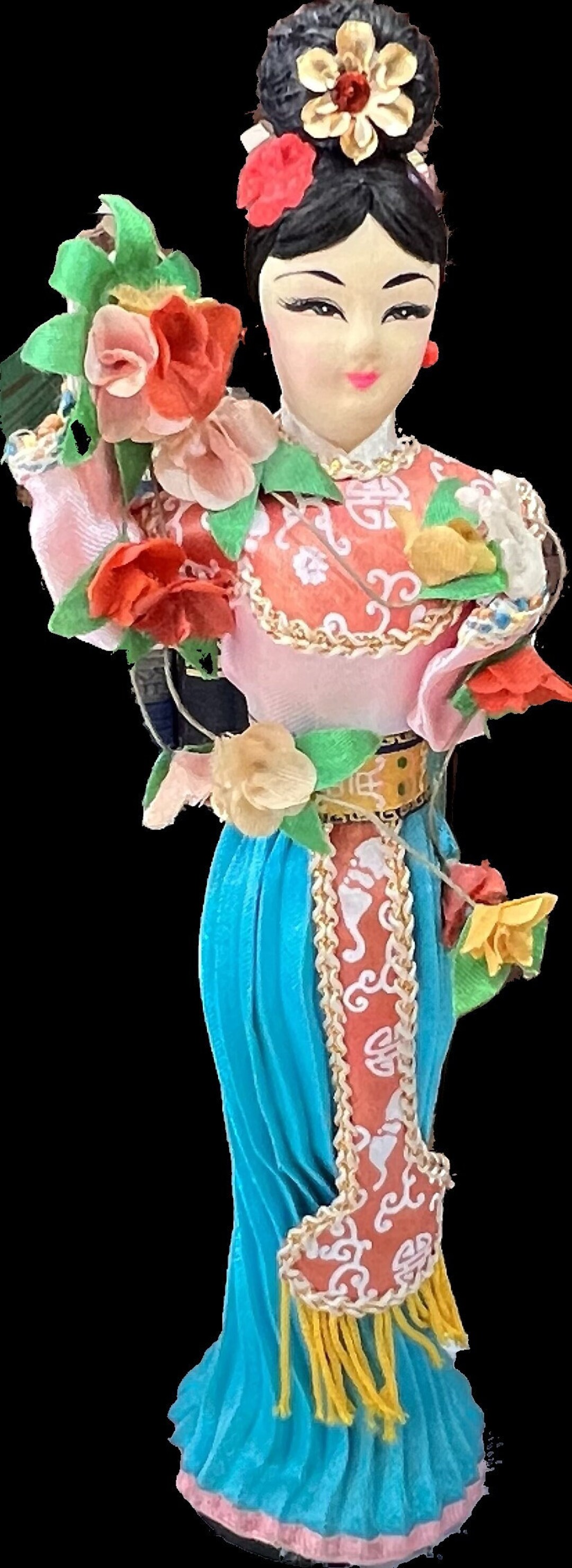 Asian Fashion Doll Figurine Vintage Plaster Like Face & Hands Cloth ...
