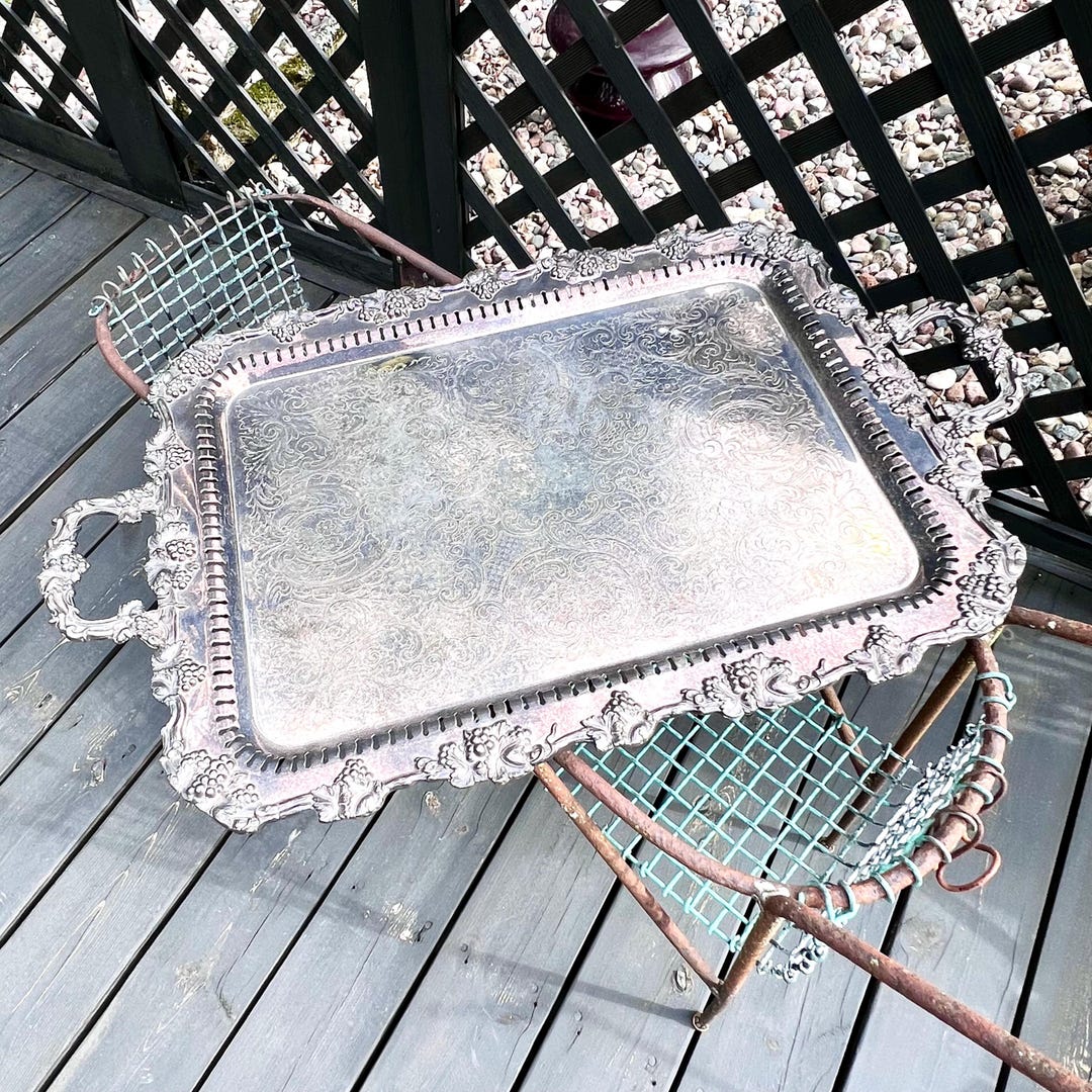 Ornate Tray W/ Handles in Silver Plate on Copper by Birmingham Silver ...