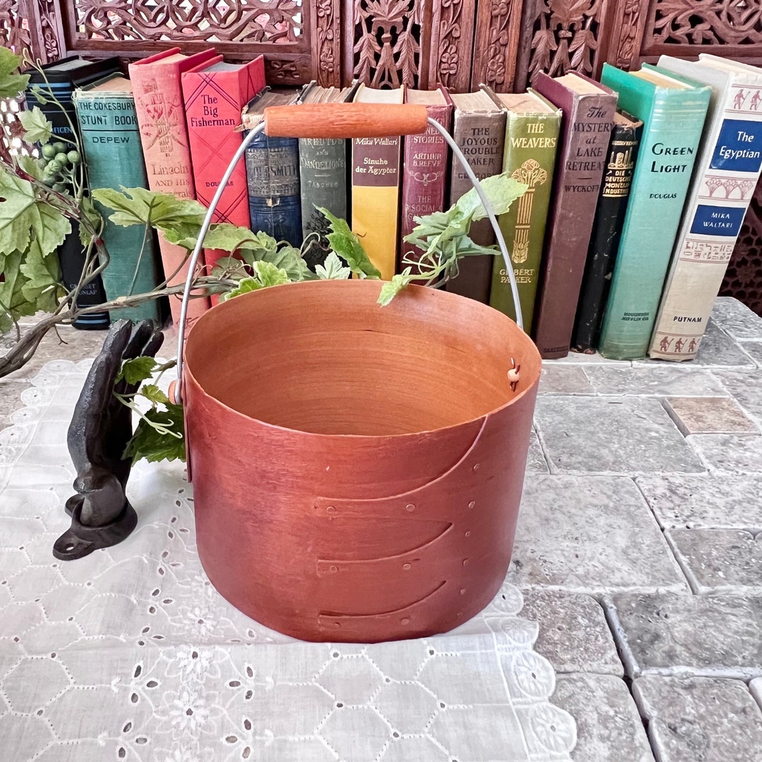 Wrapped Wood Firken Container, Storage, Display, Prop Round Bentwood ...