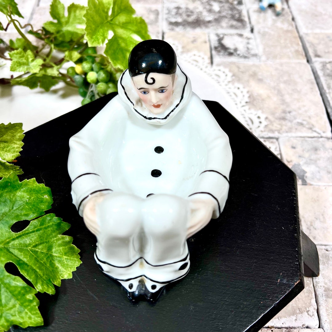 Ceramic Trinket Dish W/B Pierrot Figure in Black White - Dresser ...