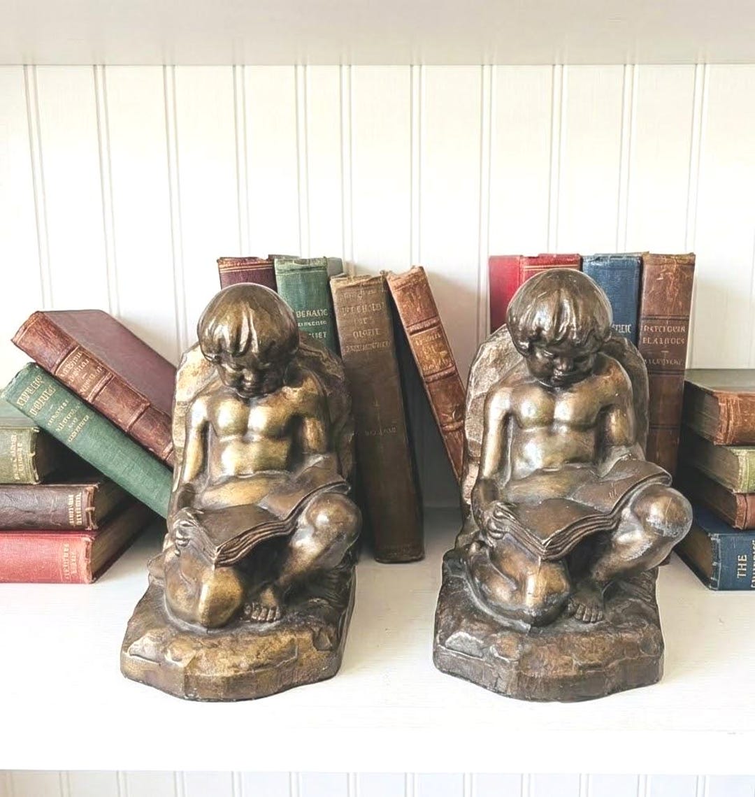 Pair Cast Metal W/ Bronze Finish Figural Bookends - Etsy