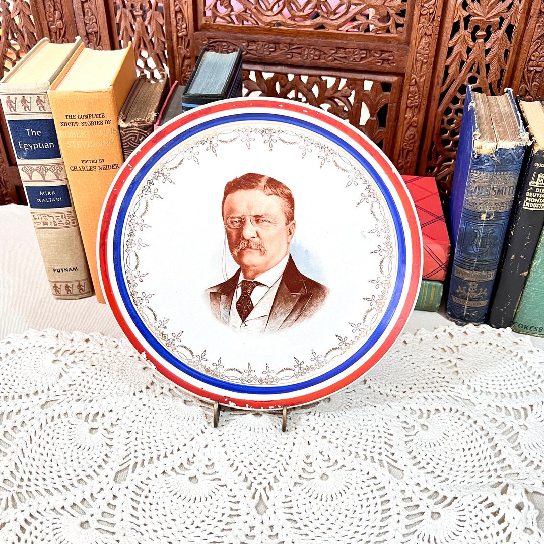 Ceramic Theodore Roosevelt Plate Antique Commemorative Collectible ...