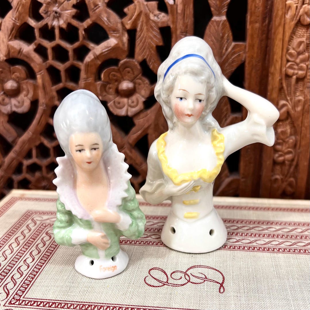 2 Ceramic Pincushion Half Doll - One Marked Made in Germany the Other ...