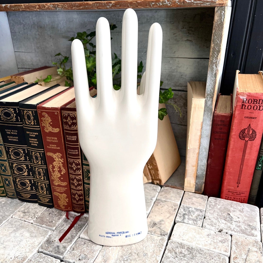 Upright Ceramic White Hand Display Give Yourself a Big Hand Glove Mold ...