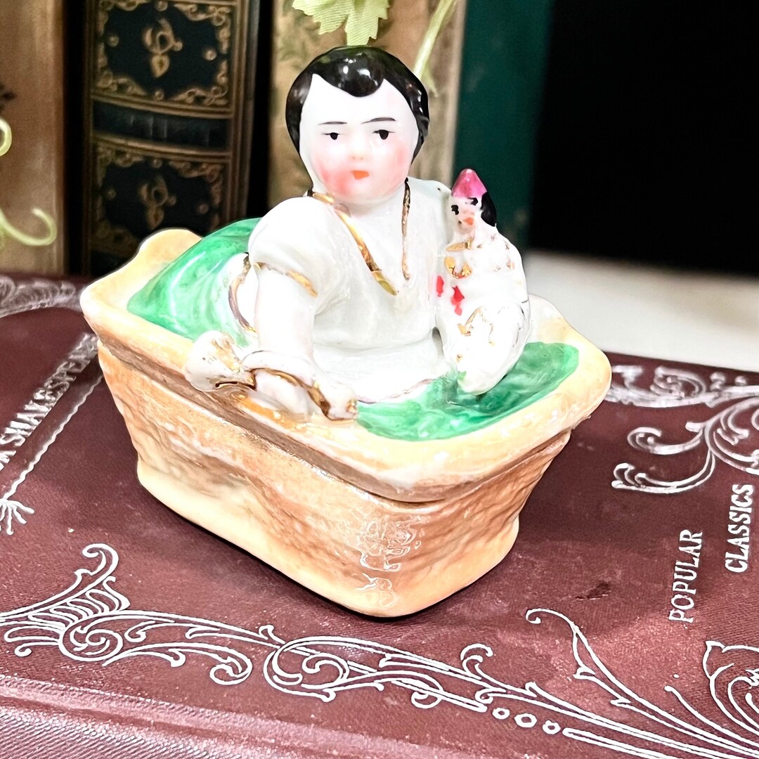 Unusual Trinket Box - Fairing Ceramic Tub W/ Child Taking Bath 1880 ...