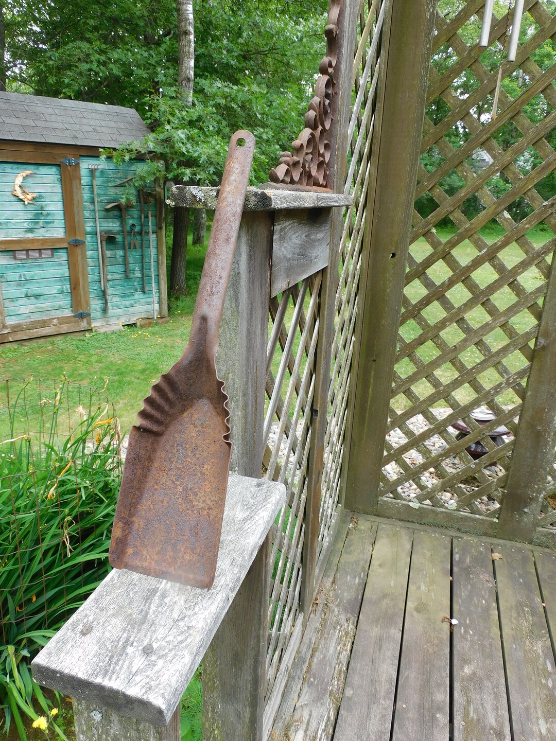 FINISH Metal Coal Shovel Long Handle Primitive Fireplace Decor, Prop ...