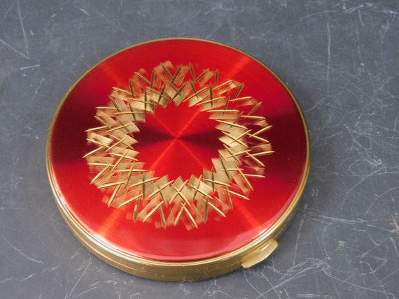 Red Gold Compact Margaret Rose Ladies Mirrored Powder… - Gem