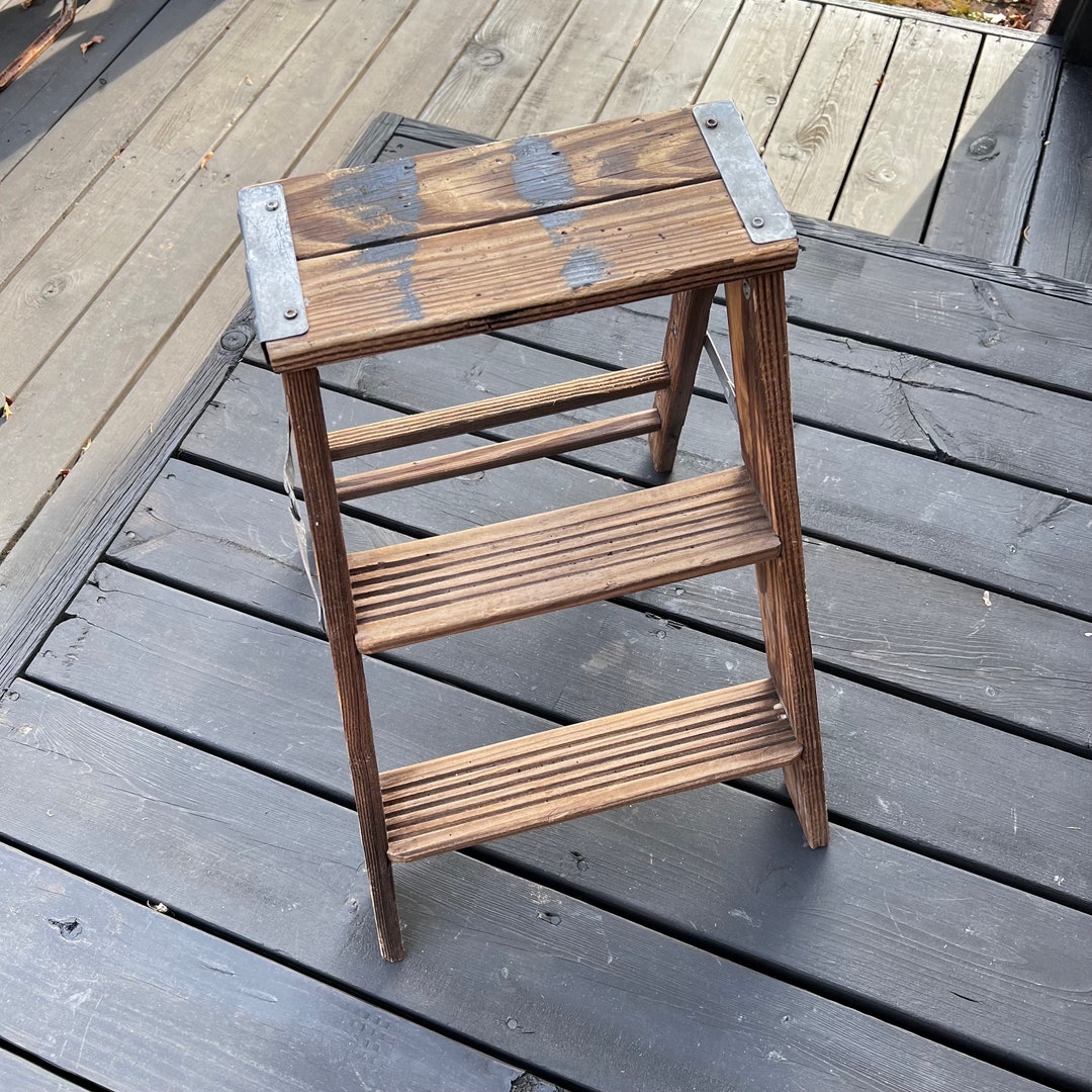 It's a Step up Rustic Wood Folding Ladder, Step Stool, Stand, Display ...