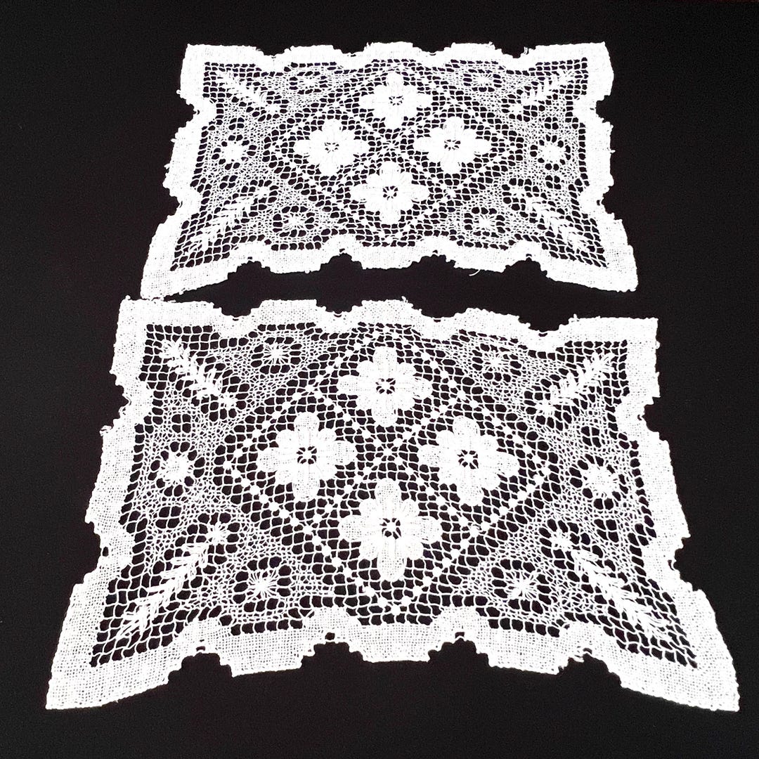 White Woven Lace Mats - Dainty Set of 2 Doilies - Matching Design ...