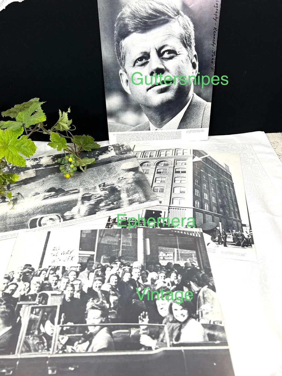 Set of Prints Dallas Visit JFK - 12 Black White "documentary Photo Aids ...