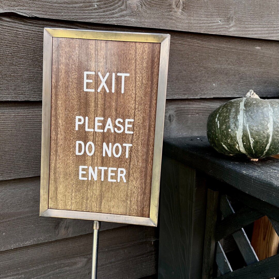 Exit Please Do Not Enter Metal Table Top / Desk Sign Vintage Portable ...
