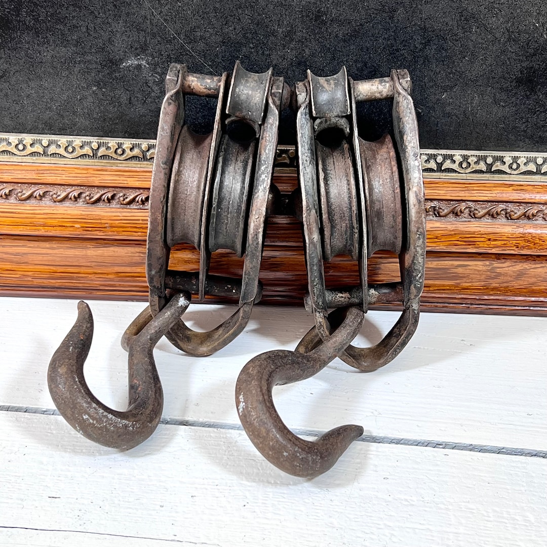 Just Hanging Double Style Pulleys W/ Metal Hooks Set of 2 Hanging ...