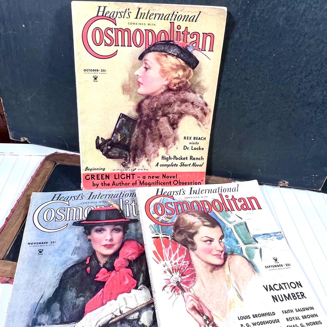 3 1930's Era Cosmopolitan Magazines - Great Cover Art - Advertising ...