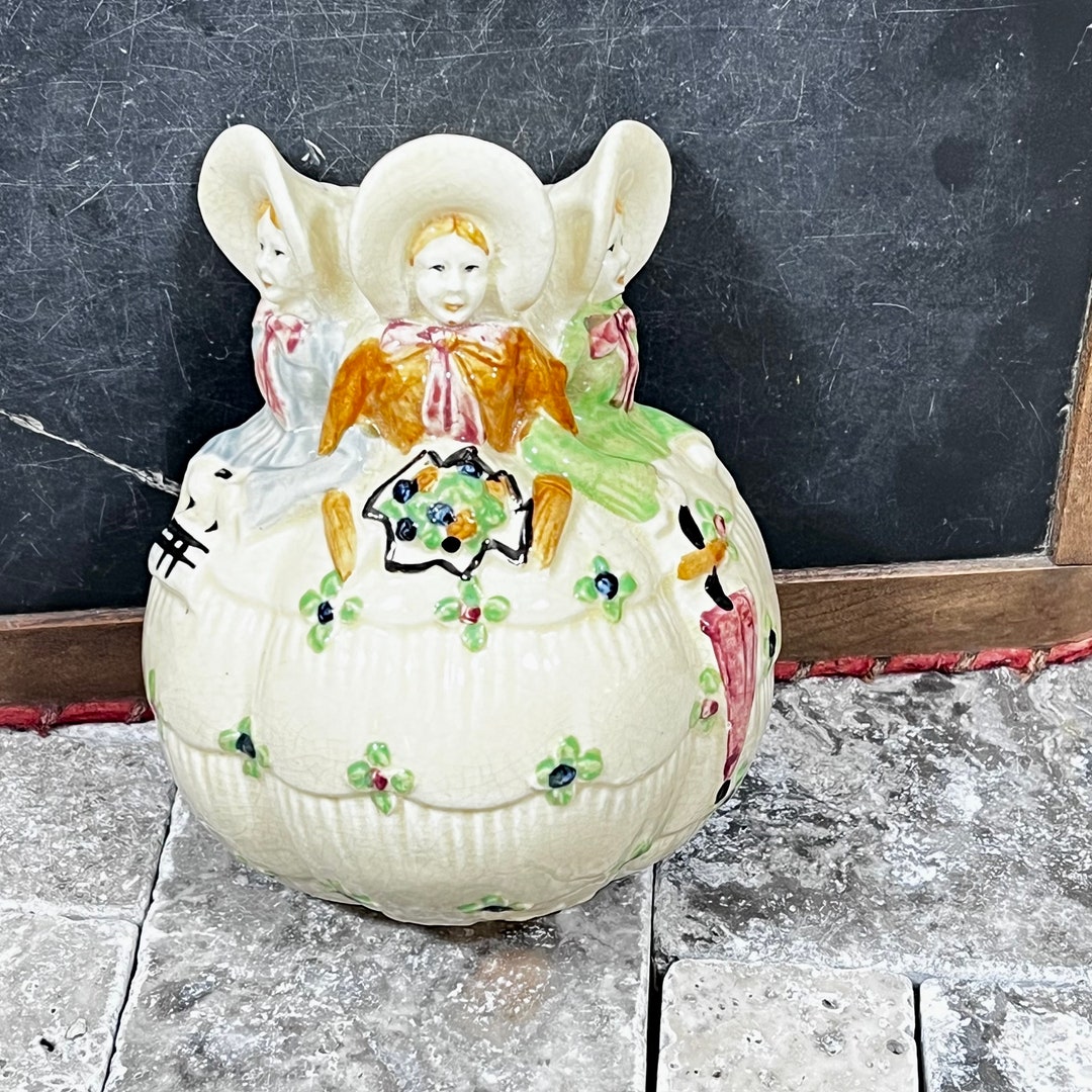 Ceramic String Holder Wall Mount Triple Woman Head Vintage Wall Hanging ...