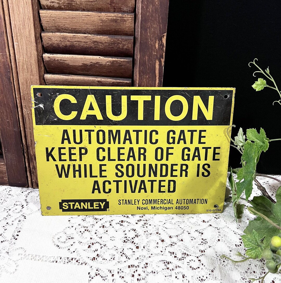 Metal Sign Yellow W/ Black Lettering CAUTION Lettering on Steel Vintage ...