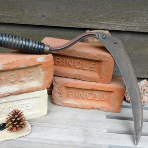 Halloween Party Scythe W/ Black Wood Handle Vintage Sickle Ridged Black ...