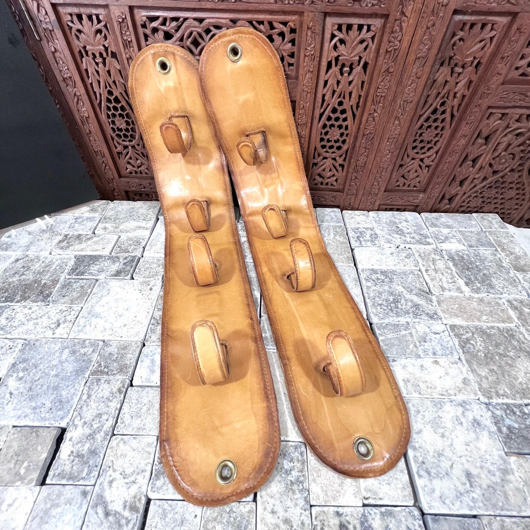 Hang 'em High Gun Rack Leather Pair Wall Hanging Vintage Western Lodge ...