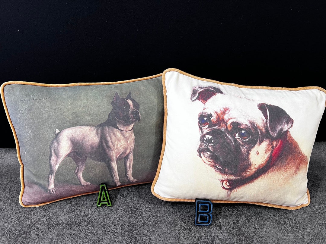 Dog Pillows Your Choice Boxer 0r Pug Pillow W/ Corduroy Back Printed ...