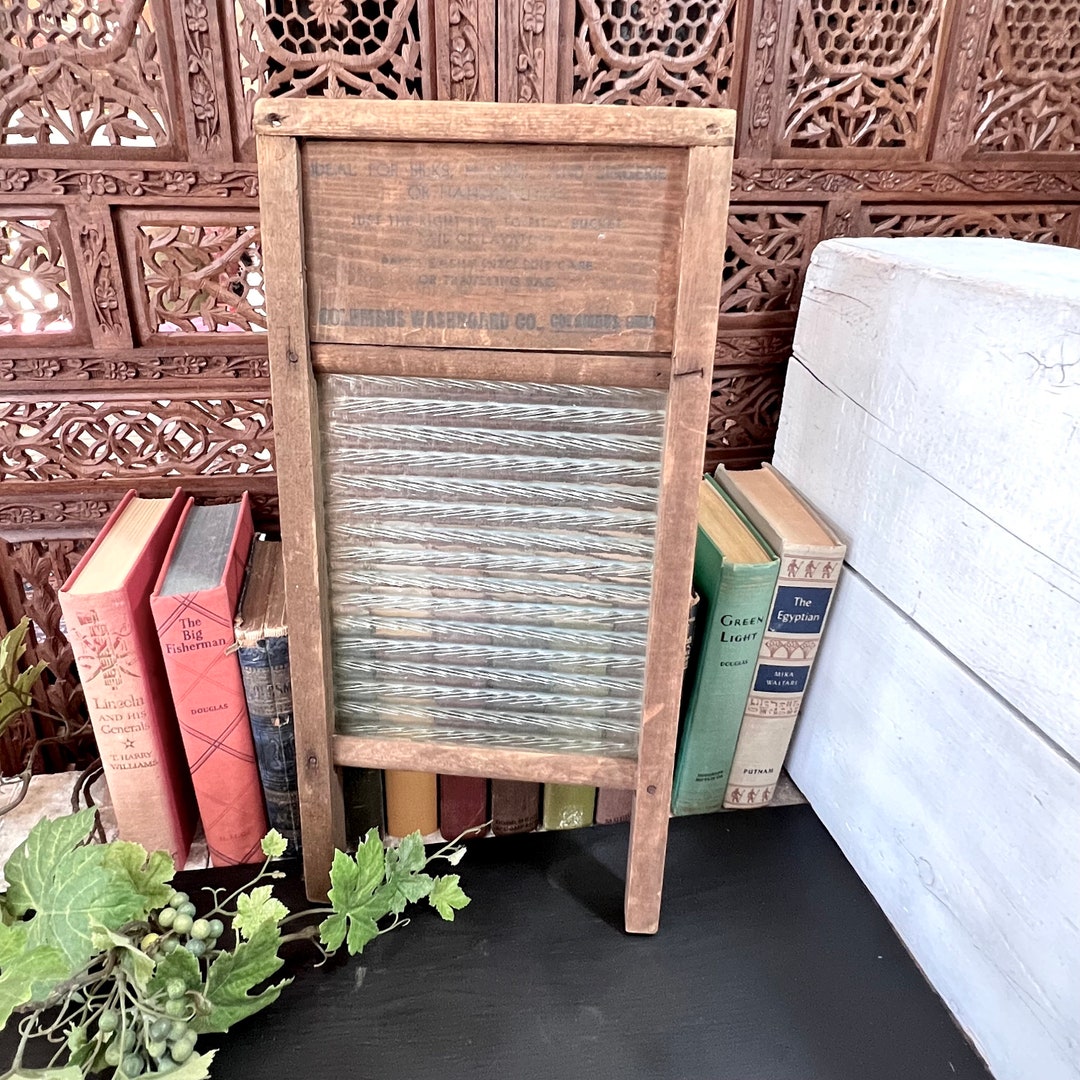 Rustic Glass Wood Washboard - Vintage Home Aide Columbus Washboard Co ...