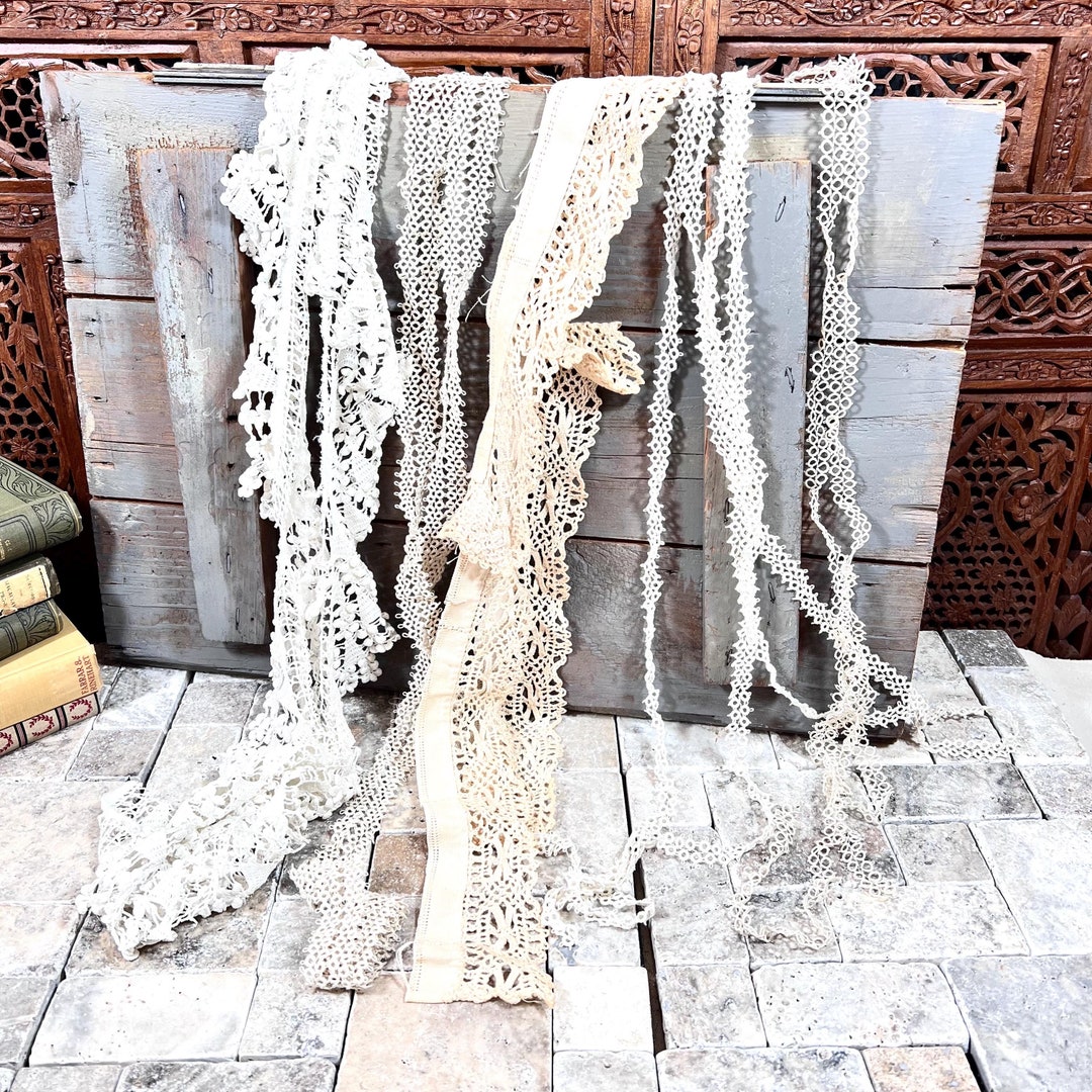 Vintage Trim Material / Cloth / Fabric Salvaged Crochet Lace Collection ...