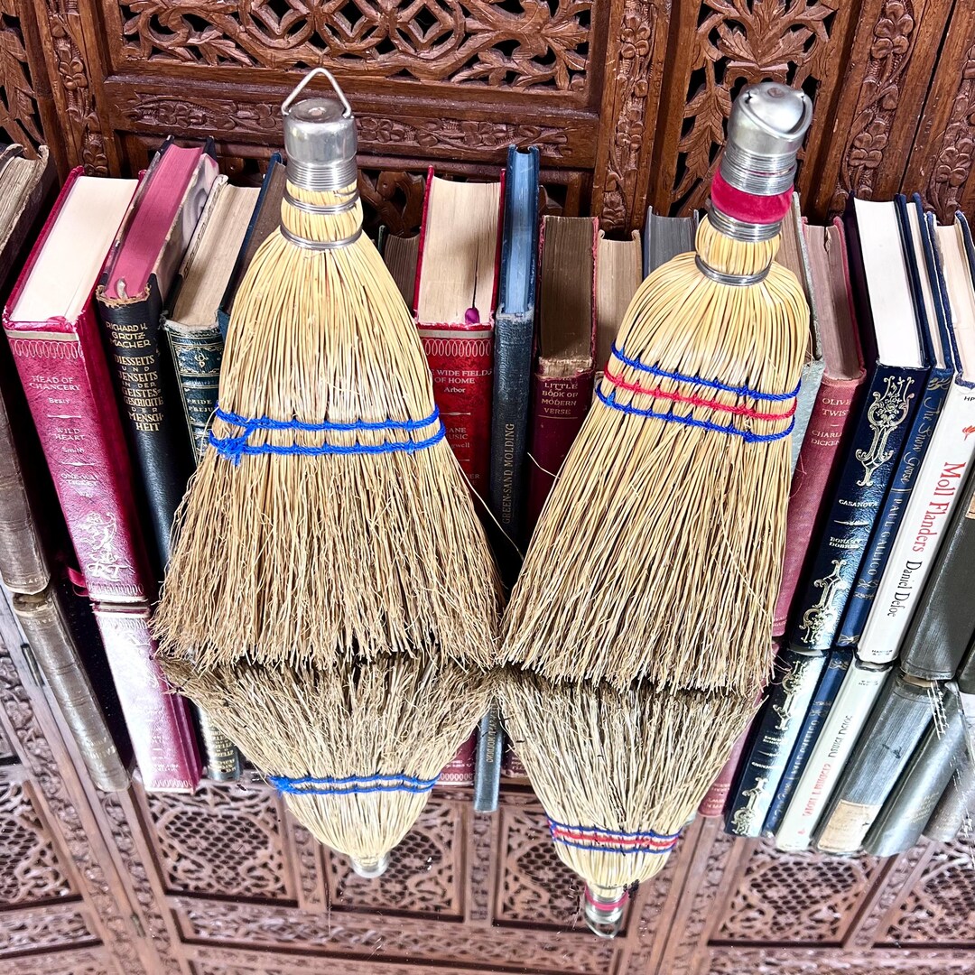 Straw Whisk Broom Farmhouse Style Choice Bound Blue or Red Thread on ...