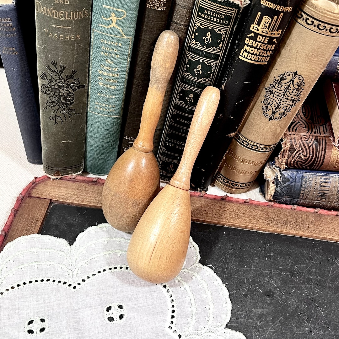 Wood Sock Darners Egg Shape Set of 2 Prop Sewing Mending Darning ...