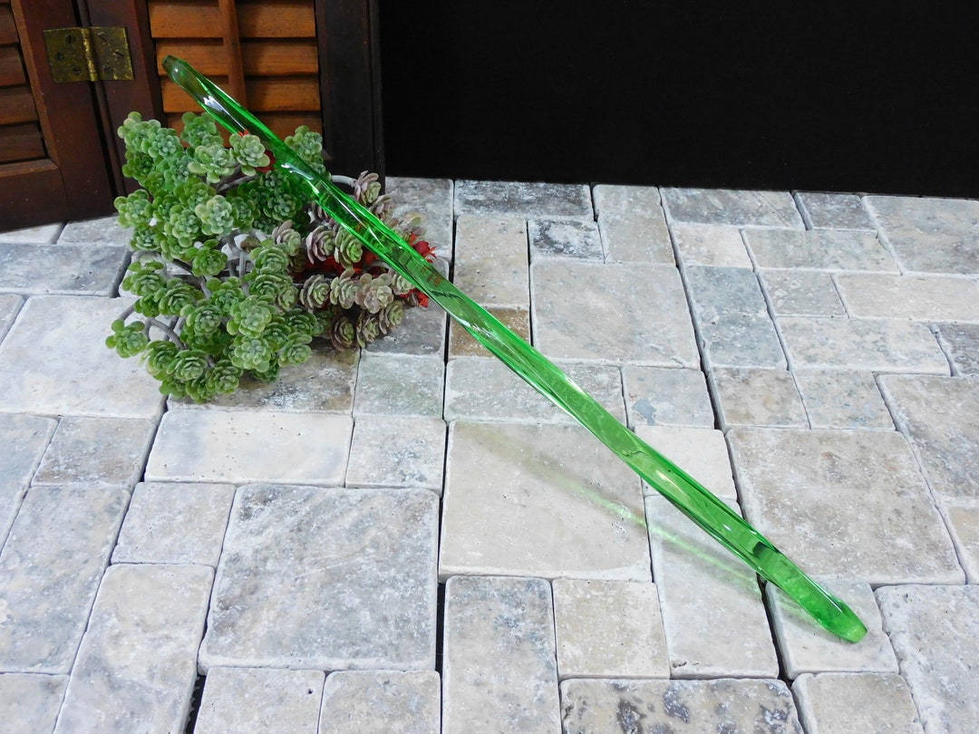 Green Glass Rod for Towels Vintage Barley Twist Design 18 - Etsy