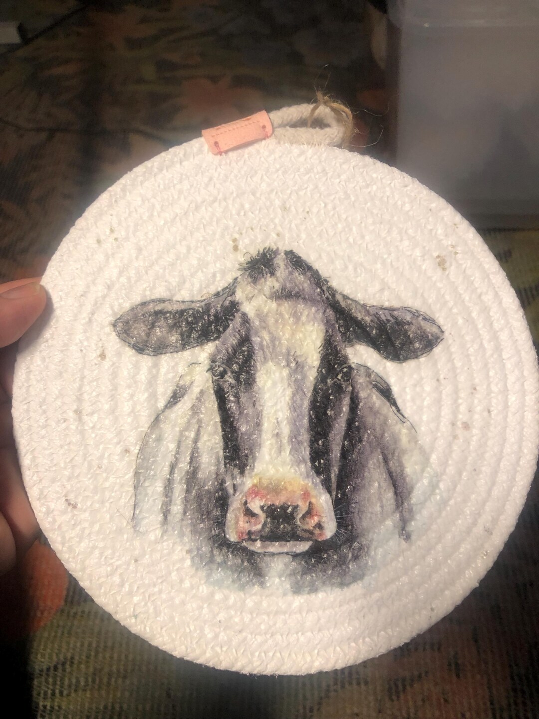 Funny Holstein Cow Coiled Coaster Tablemat Mat Trivet Hotpad Cotton ...