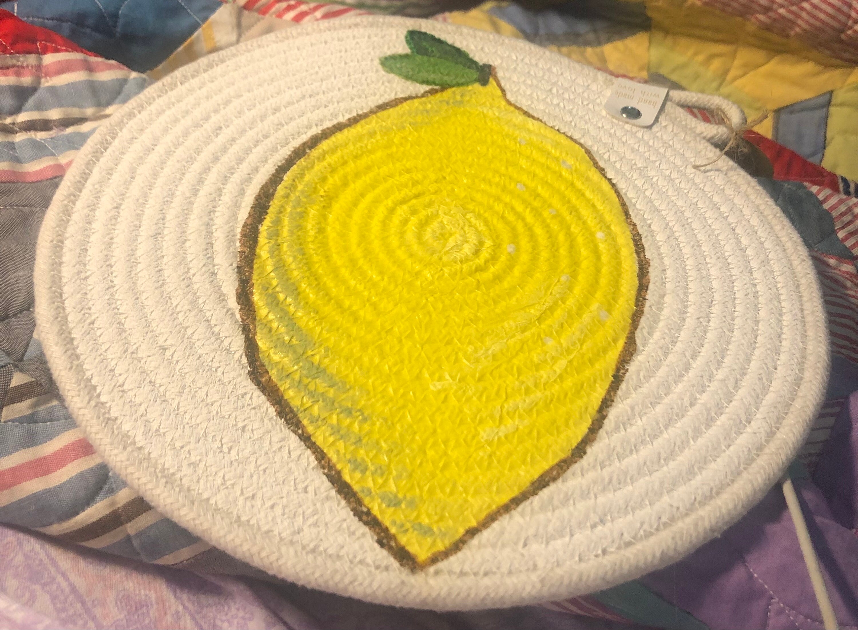 Extra Large Lemon Tablemat Coaster Placemat Candlemat Coiled Cotton ...