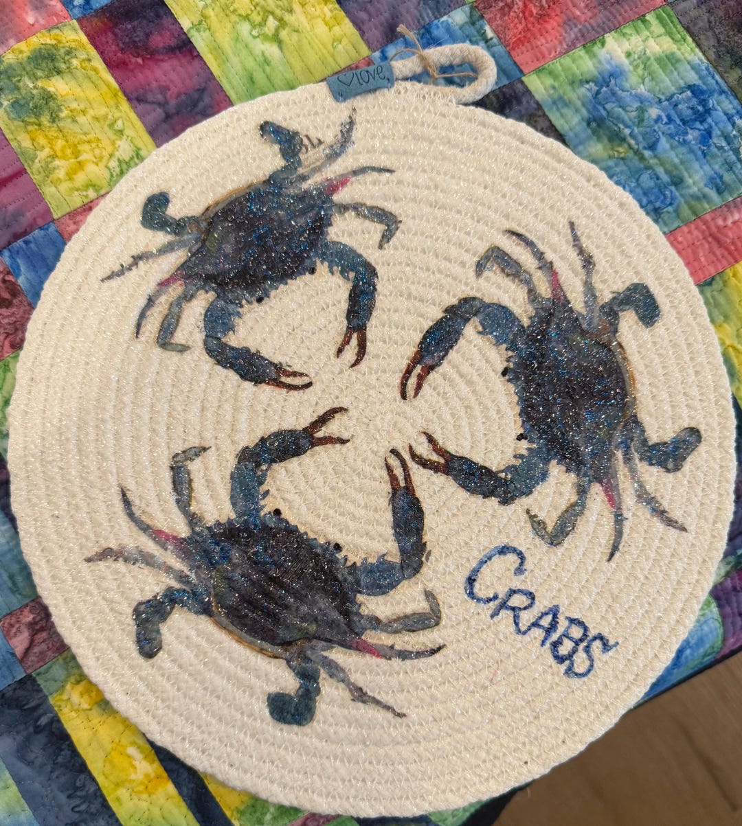 Three Blue Crabs Extra Large Sized Trivet Tablemat Coaster Placemat ...