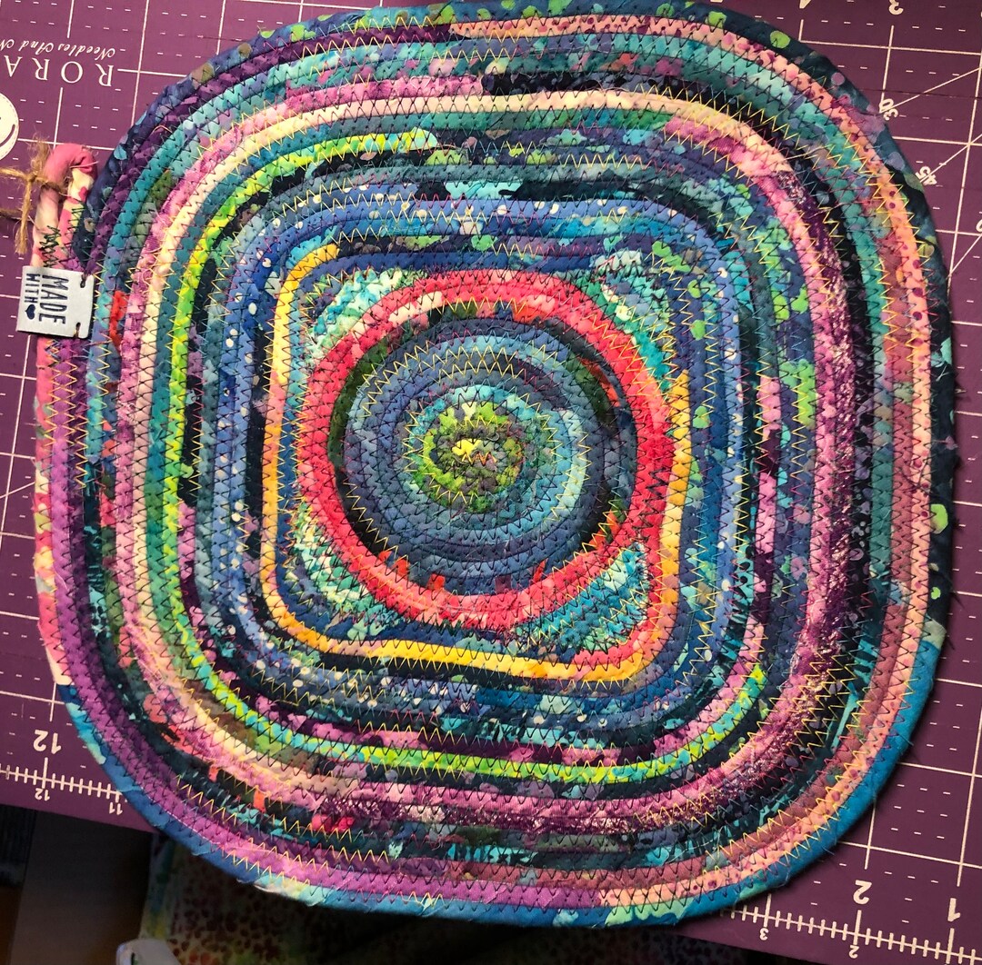 Extra Large Sized Rainbow Circle in a Square Batiks Trivet/mug Rug ...