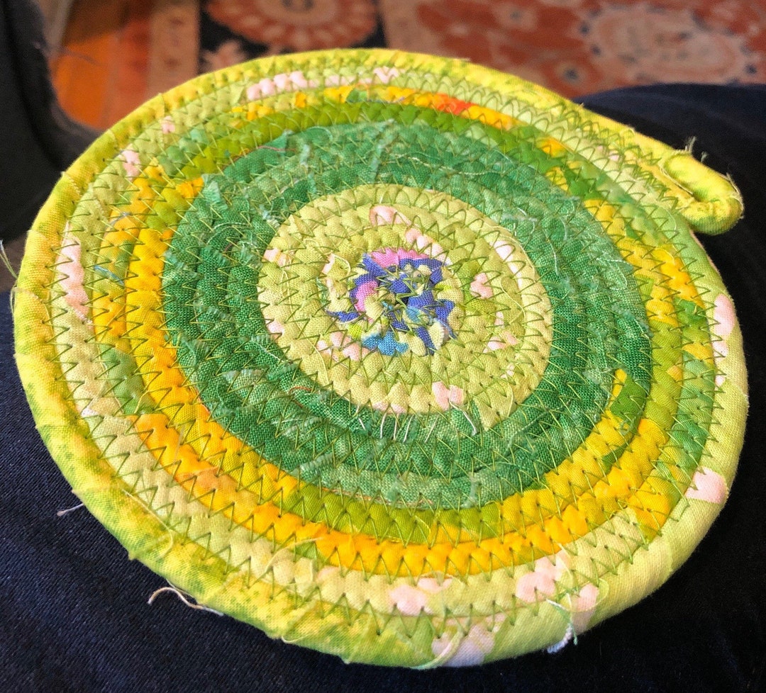 Medium Size Green Batiks Trivet/mug Rug/large Coaster #107 Batik Cotton ...