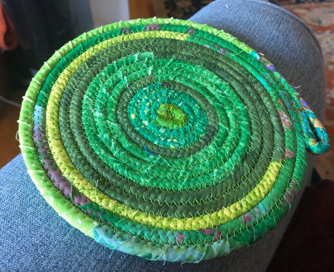 Medium Size Green Batiks Trivet/mug Rug/large Coaster #104 Batik Cotton ...