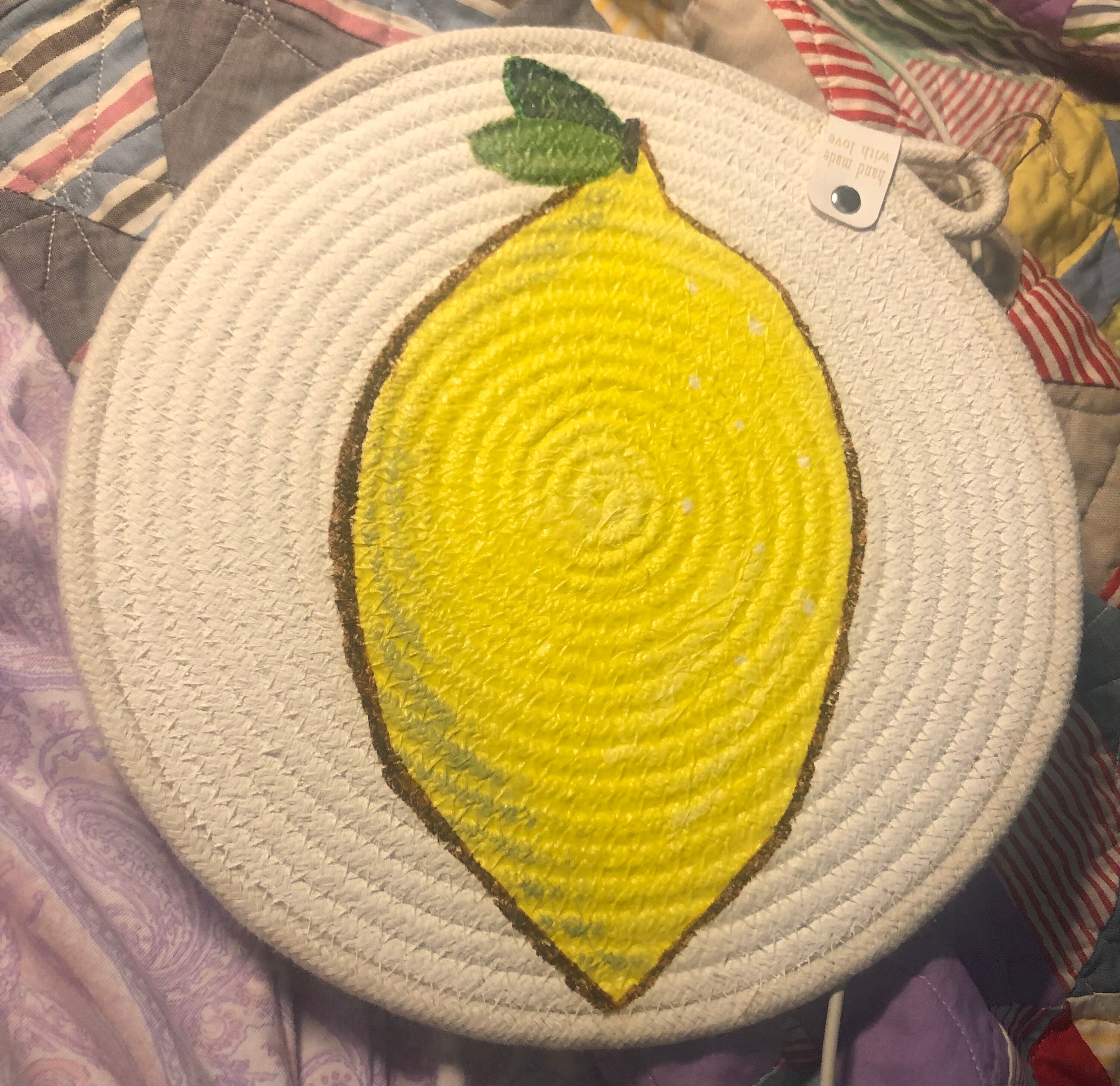 Extra Large Lemon Tablemat Coaster Placemat Candlemat Coiled Cotton ...