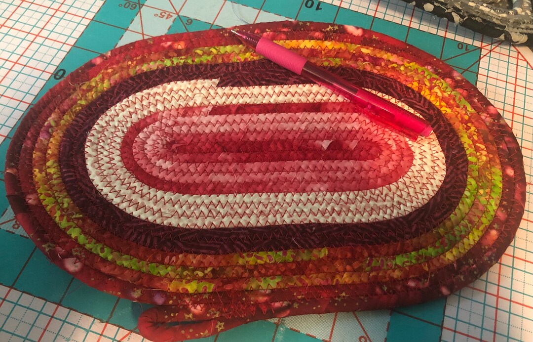 Large Size Oval Heavy Duty Trivet or Table Mat #44 100% Cotton Batiks ...