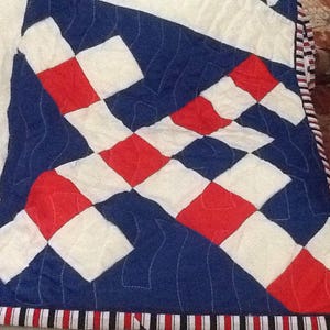 Vintage Red, White & Blue Quilt - Etsy