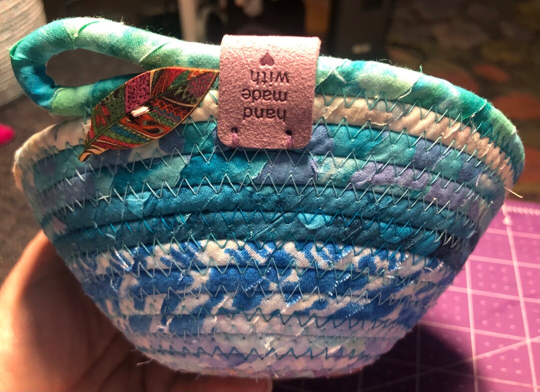 Zen Leaf Turquoise Batik Wrapped & Coiled Rope Bowl RC-502 6.5 ...
