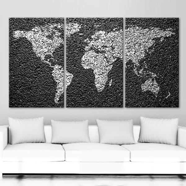 Concrete World Map Wall Art - Etsy