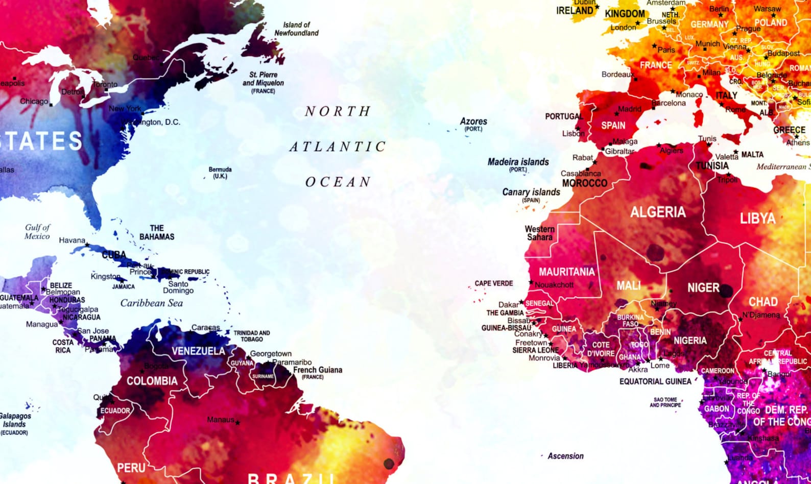 XLARGE 30x 70 5 Panels Art Canvas Print World Map | Etsy