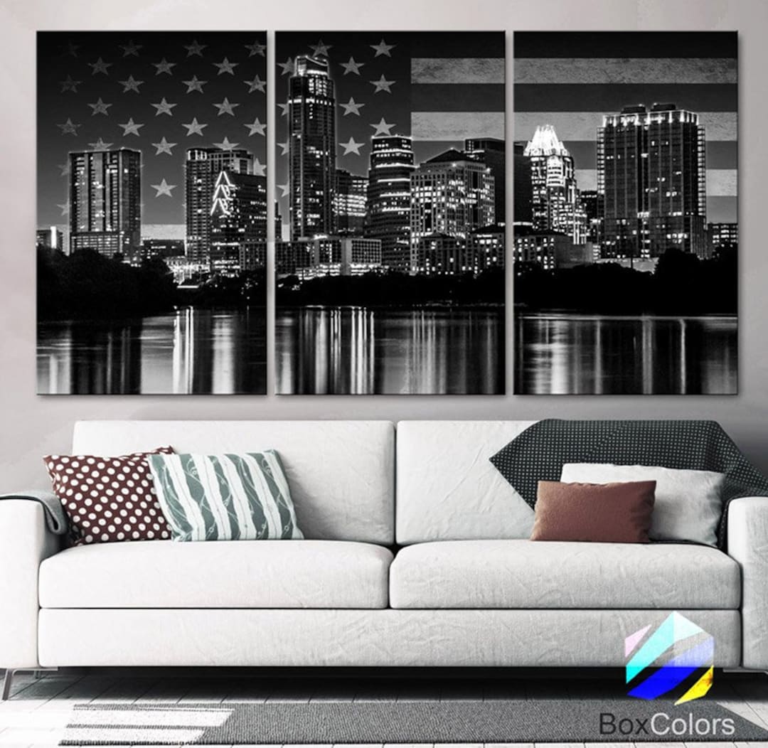 LARGE 30x 60 3 Panels 30x20 Ea Art Canvas Print Flag USA Austin Tx ...