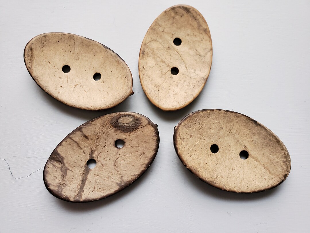 Large Oval Coconut Buttons: Natural Fiber Sewing Supplies (4 Pcs) - Etsy