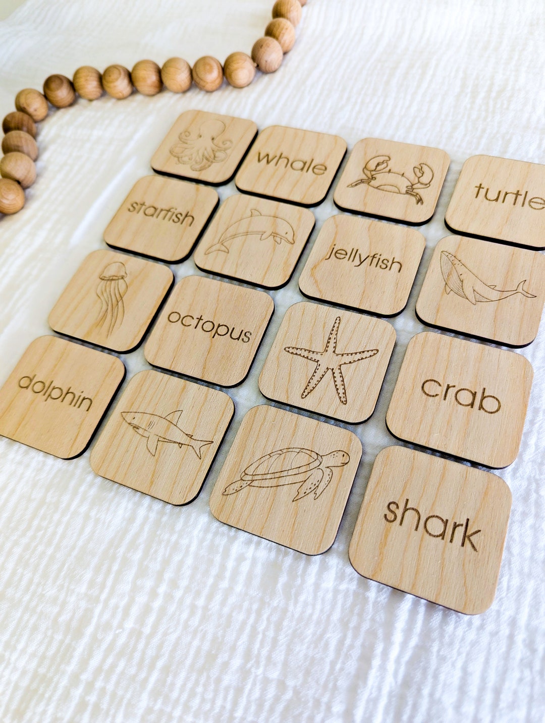 Wooden OCEAN Matching Game | Montessori Game | Home School Materials ...