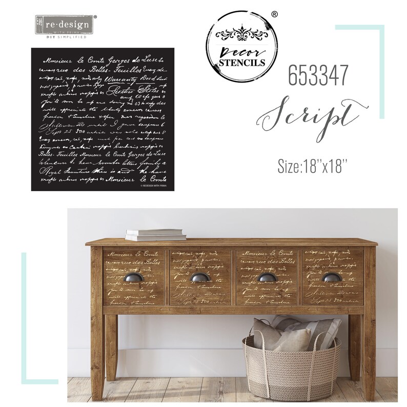 Script Stencil Prima Re-design Stencil Furniture Stencil - Etsy