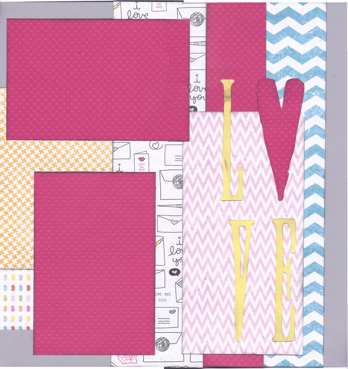 Love, 2 Page 12x12 Scrapbook Layout, Premade Scrapbook Layout, Ready to ...