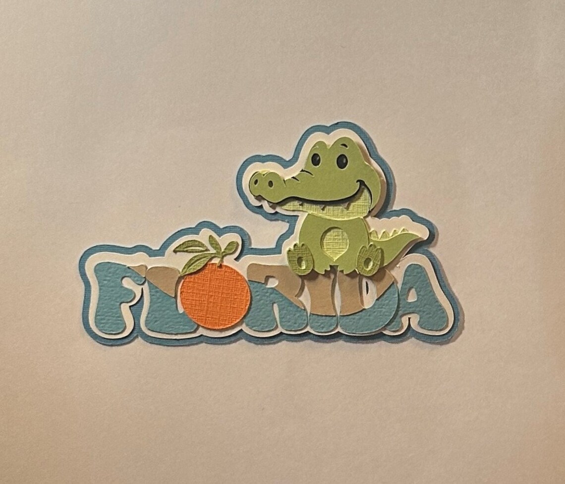Florida Scrapbook Title, Handmade Layered Die Cut for Scrapbooking ...