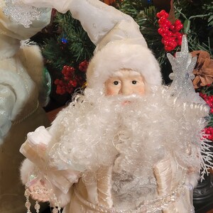 Santa Claus in White Santa's Workbench Tree Top Decoration or Figurine ...